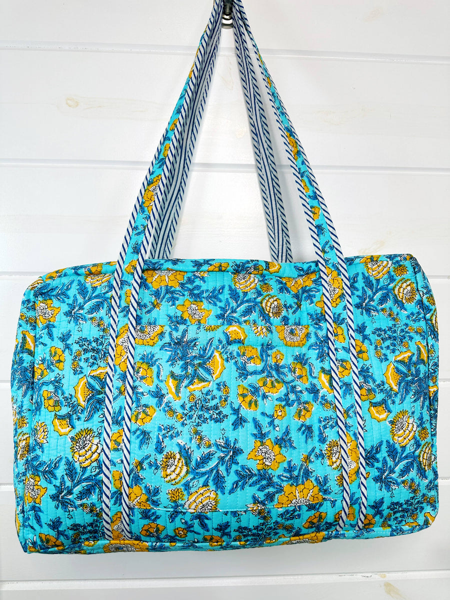 Quilted Duffle Bags | Block Print | Weekender Bag | Floral – Miss ...